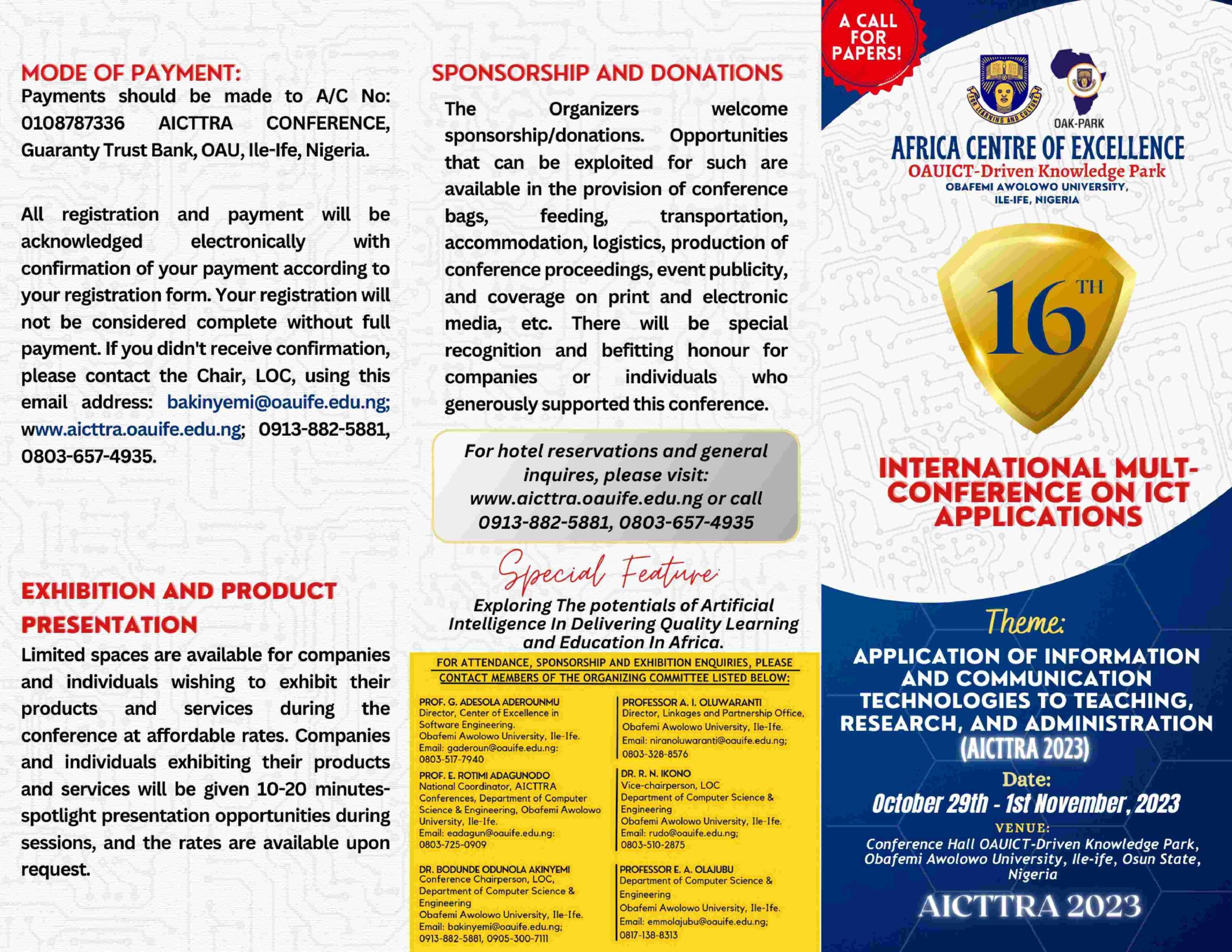 16TH INTERNATIONAL MULT-CONFERENCE ON ICT APPLICATION - Obafemi Awolowo ...